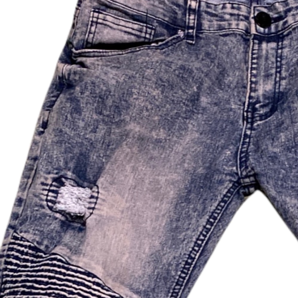 Rare Vintage Benjamin Franklin Acid Washed Moto Jeans - Gem